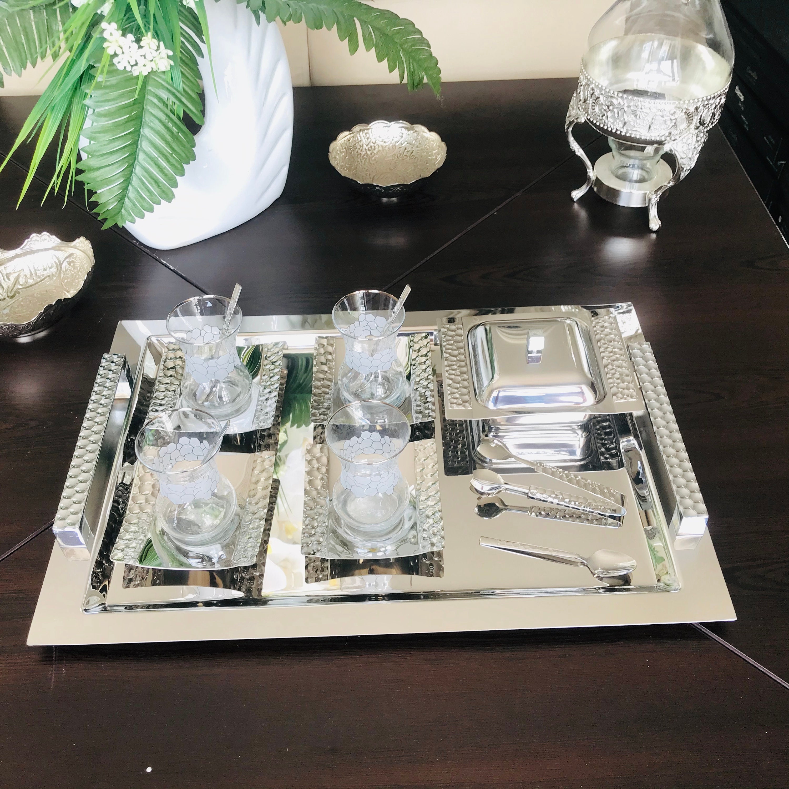 Turkish Tea Set Tea Set With Tray Glass Tea Cups Luxury Tea | Etsy