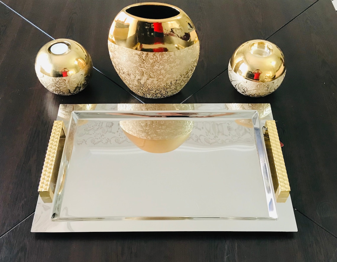 Ottoman Tray Metal Serving Tray Large Serving Tray - Etsy