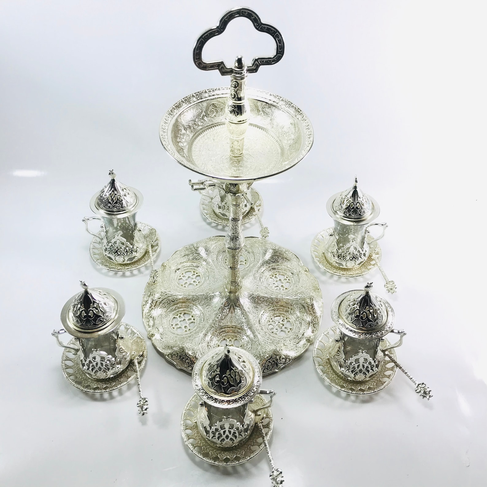 Turkish Tea Set Tea Set Tea Cups Silver Tea Set Glass Tea | Etsy