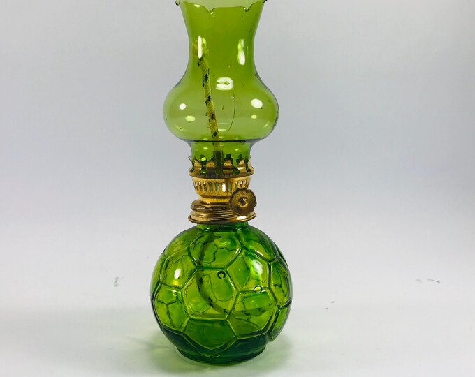 Small Oil Lamp , Glass Oil Lamp , Miniature Oil Lamp , Vintage Kerosene ...