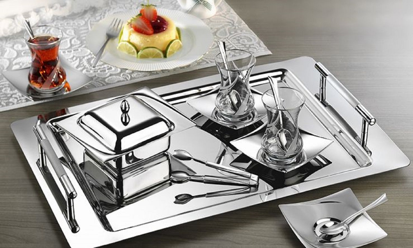 Tea Set With Tray Turkish Tea Set Glass Tea Cups Luxury Tea | Etsy