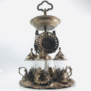 Turkish Tea Set, Tea Set, Tea Cups, Bronze Tea Set, Glass Tea Cups ...