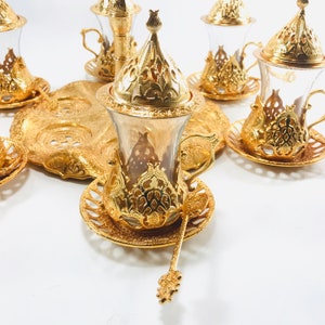 Tea Set, Tea Cups, Arabic Tea Set, Turkish Tea Set, Gold Tea Set, Glass ...
