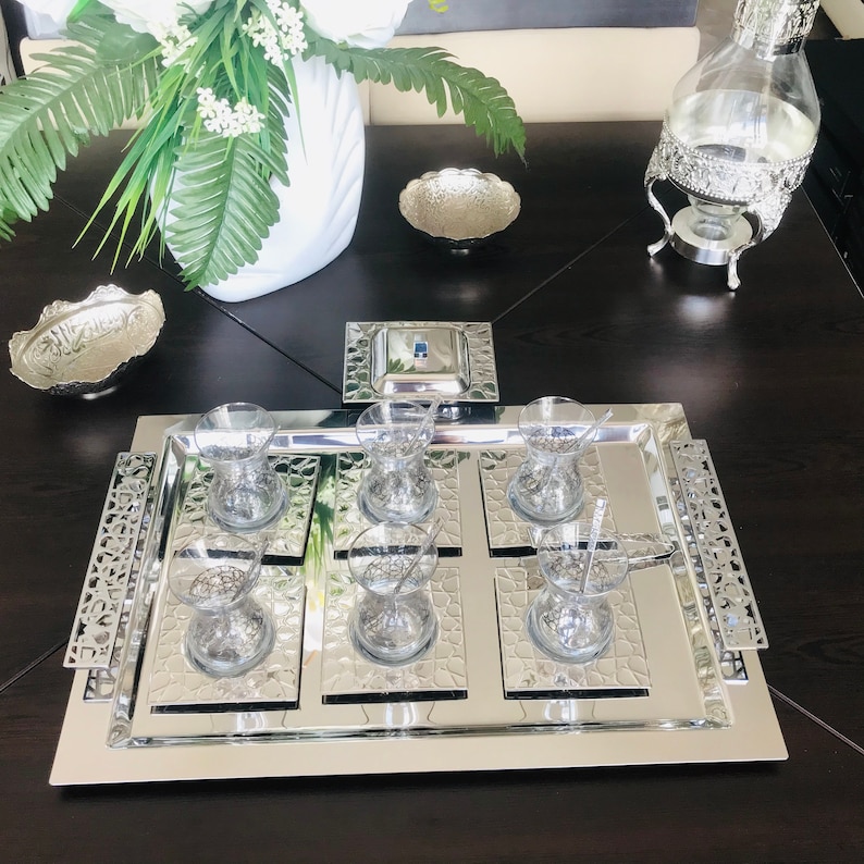 Turkish Tea Set Tea Set With Tray Glass Tea Cups Luxury Tea - Etsy
