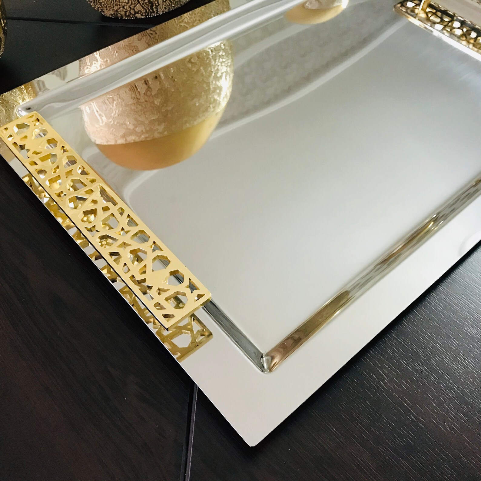 Rectangular Serving Tray, Metal Serving Tray, Large Serving Tray, Tray ...