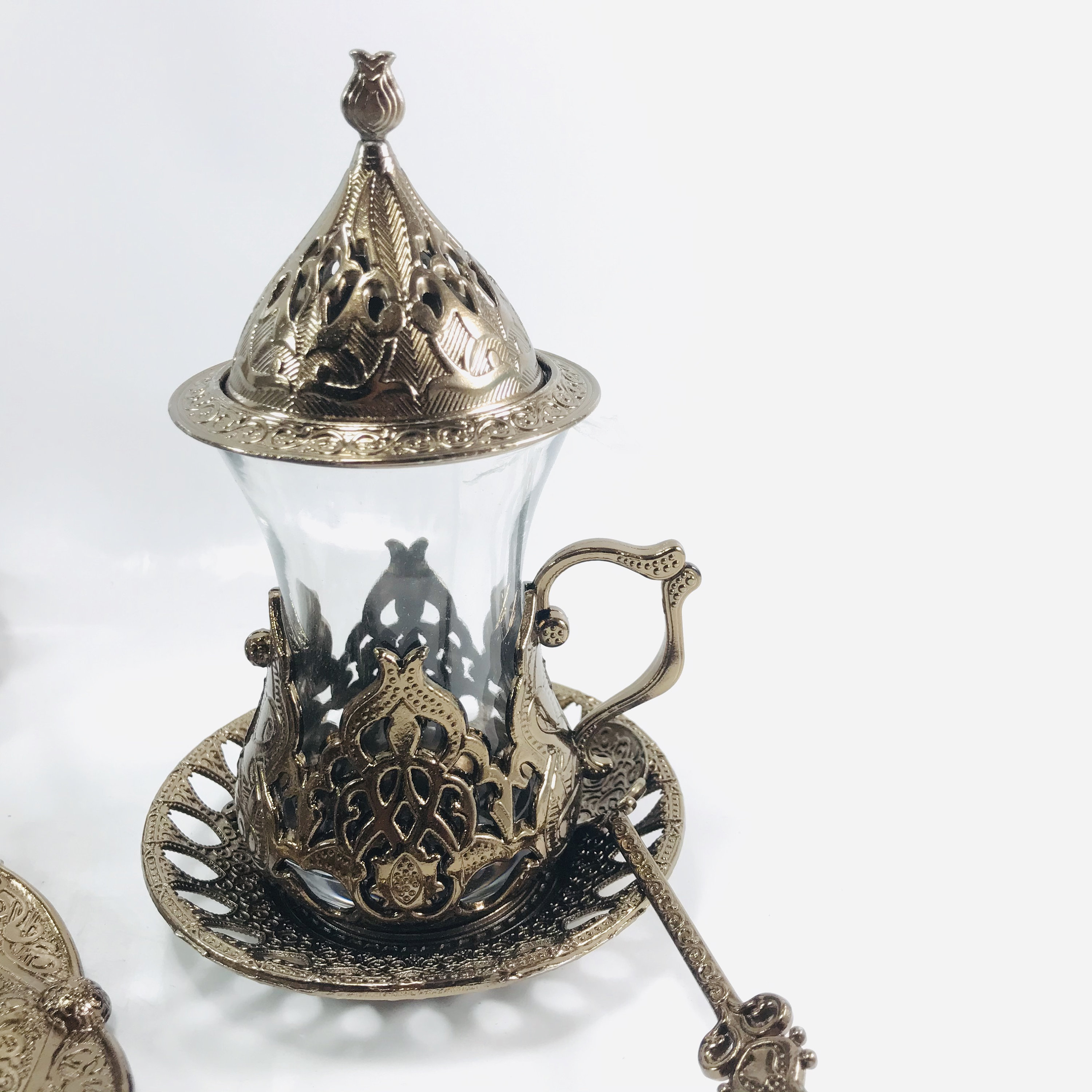 Turkish Tea Set Tea Set Tea Cups Bronze Tea Set Glass Tea | Etsy