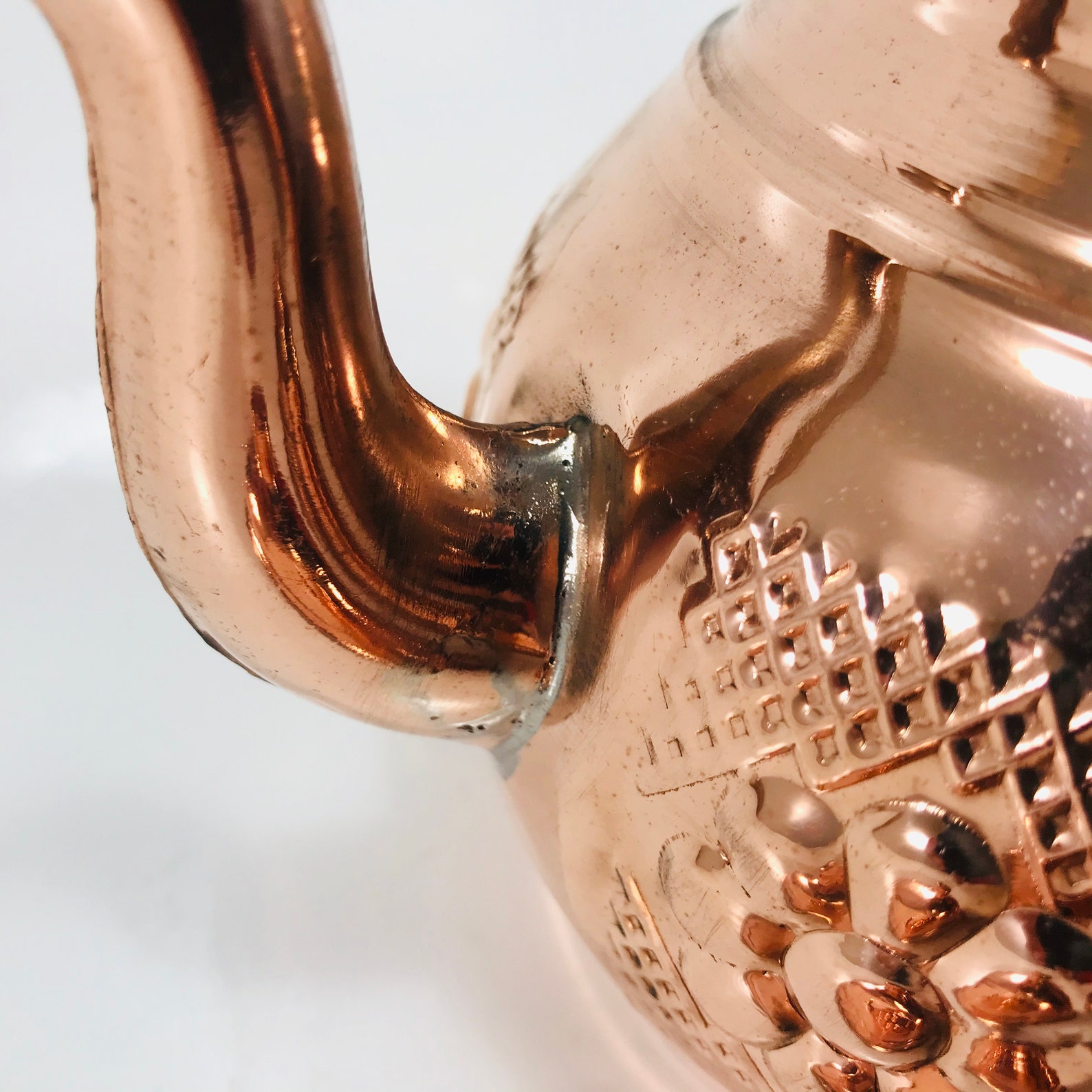 Turkish Copper Teapot Pure Copper Tea Maker Hammered Daisy - Etsy