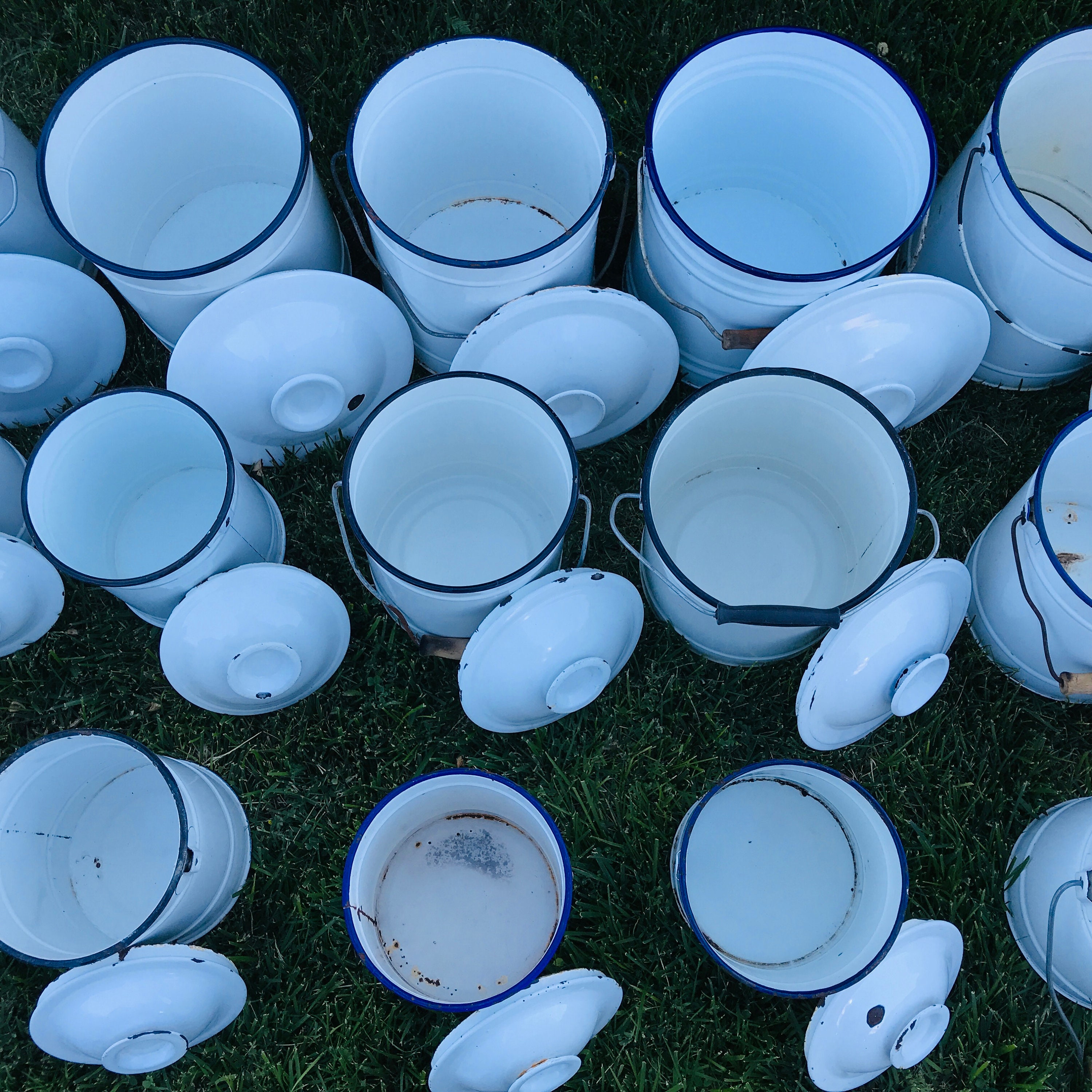 Large Enamel Canister Vintage Enamel Bucket Milk Jug White | Etsy