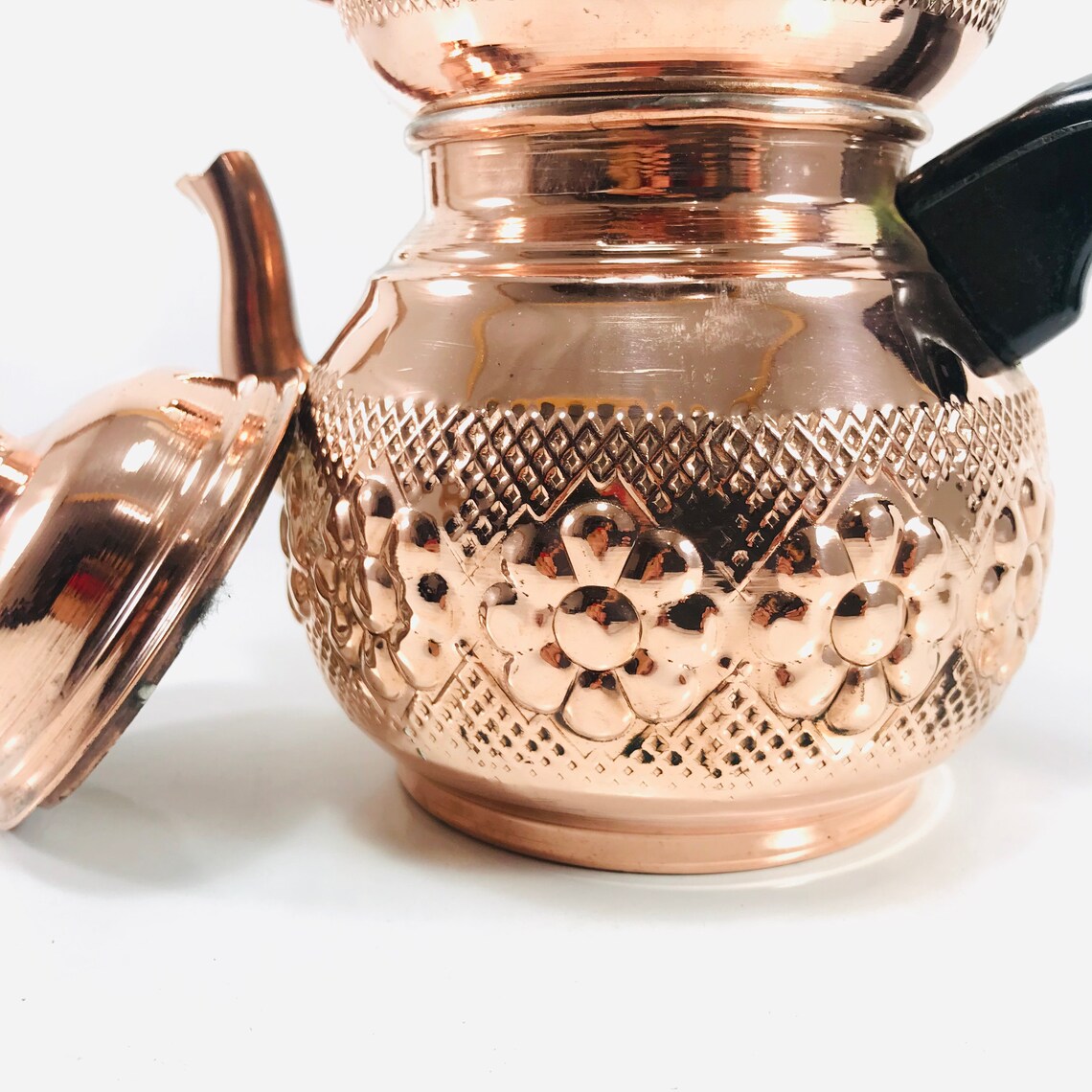 Turkish Copper Teapot Pure Copper Tea Maker Hammered Daisy - Etsy