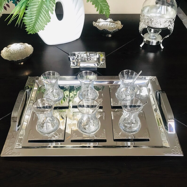 Luxury Tea Set Turkish Tea Set Tea Set With Tray Glass Tea - Etsy