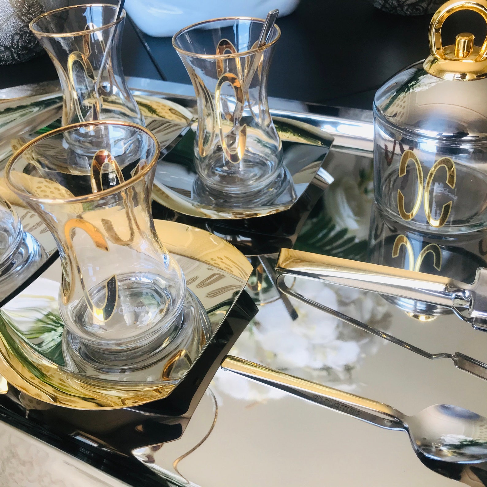 Turkish Tea Set Tea Set With Tray Glass Tea Cups Luxury Tea - Etsy