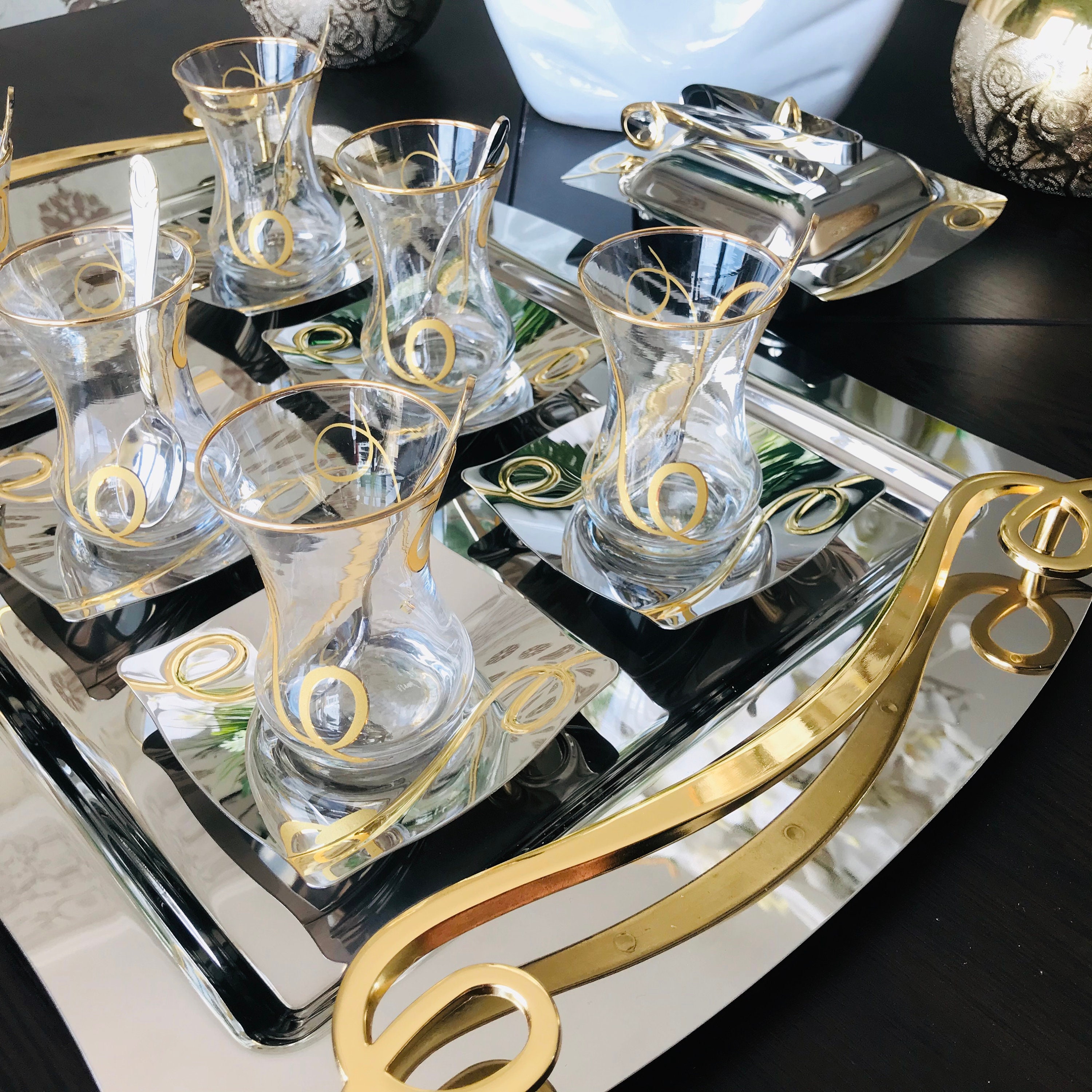 Tea Cups Turkish Tea Set Tea Set With Tray Tea Service Set | Etsy