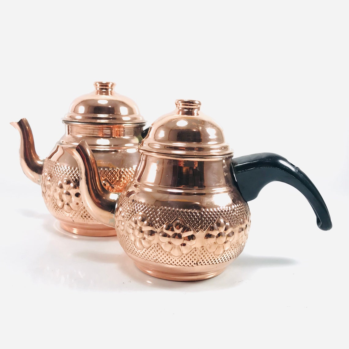 Turkish Copper Teapot Pure Copper Tea Maker Hammered Daisy - Etsy