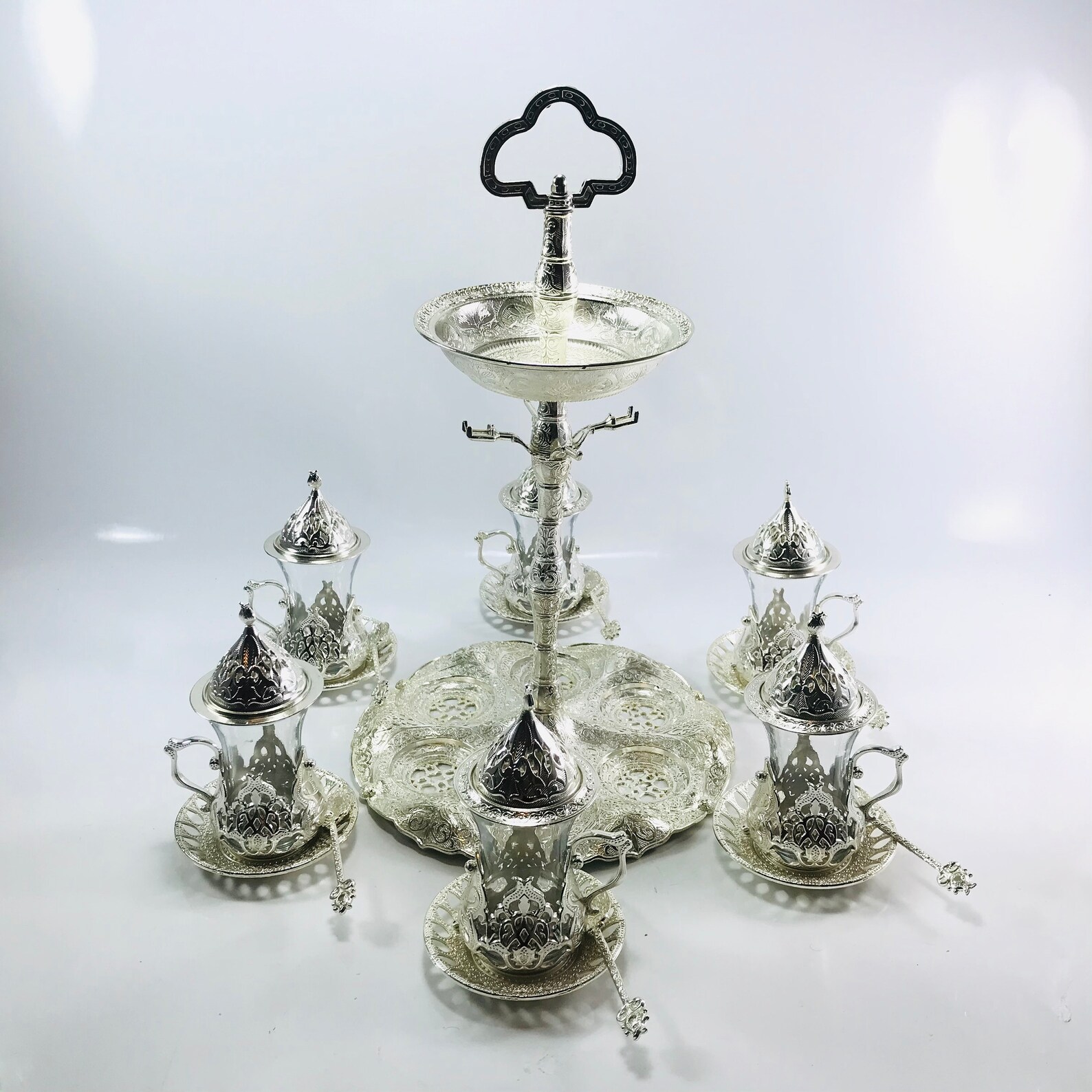 Turkish Tea Set Tea Set Tea Cups Silver Tea Set Glass Tea | Etsy