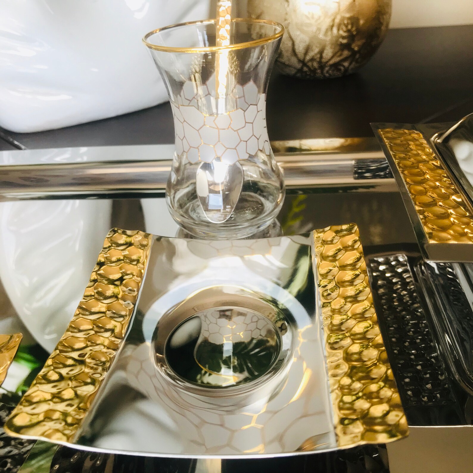 Turkish Tea Set Tea Set With Tray Glass Tea Cups Luxury Tea - Etsy