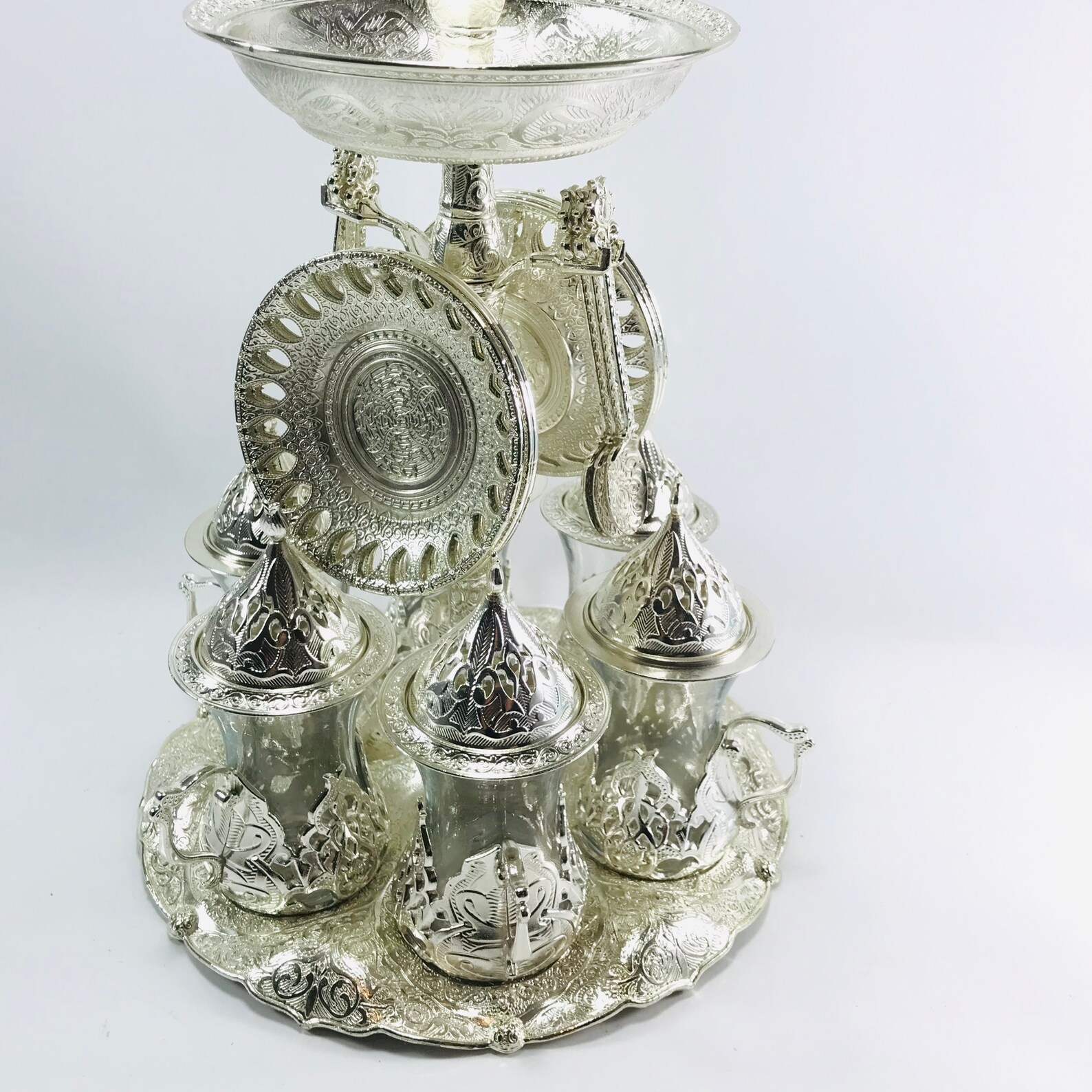 Turkish Tea Set Tea Set Tea Cups Silver Tea Set Glass Tea | Etsy