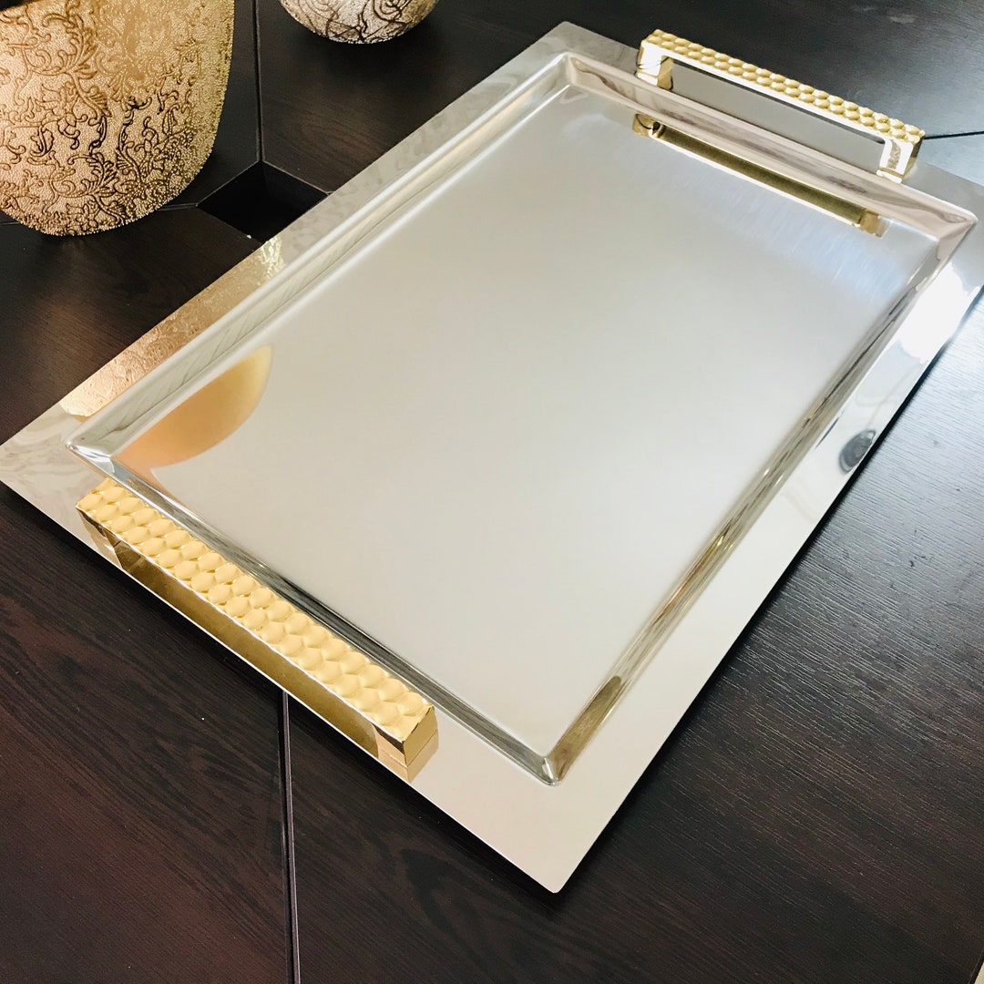 Ottoman Tray, Metal Serving Tray, Large Serving Tray, Rectangular ...