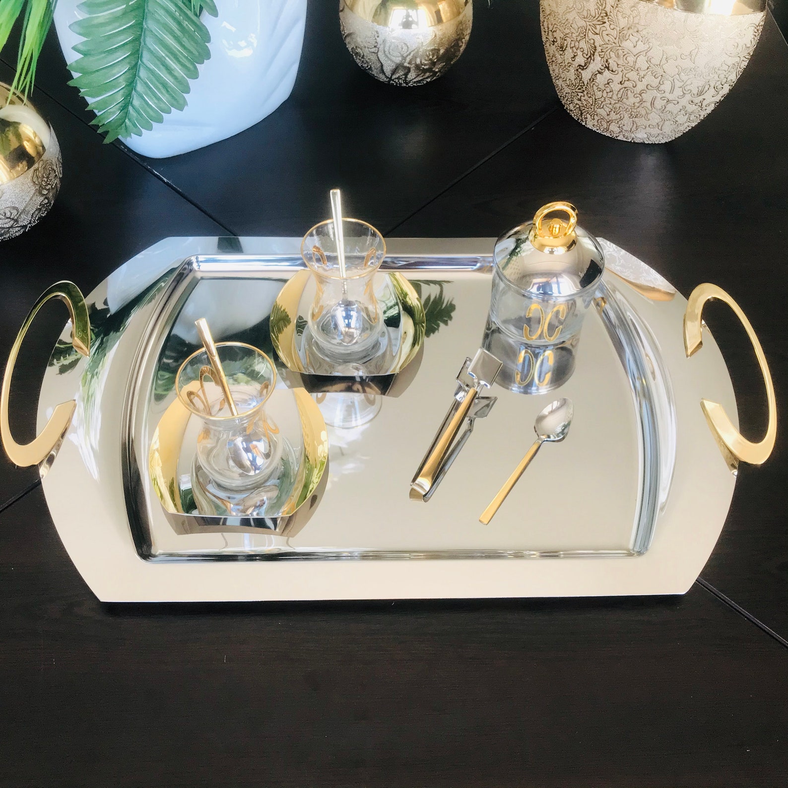 Turkish Tea Set Tea Set With Tray Glass Tea Cups Luxury Tea - Etsy