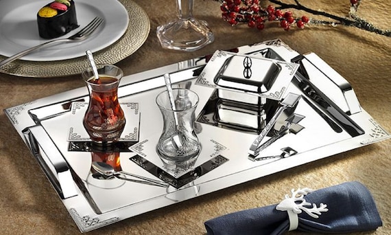 Luxury Tea Set Turkish Tea Set Tea Set With Tray Glass Tea | Etsy