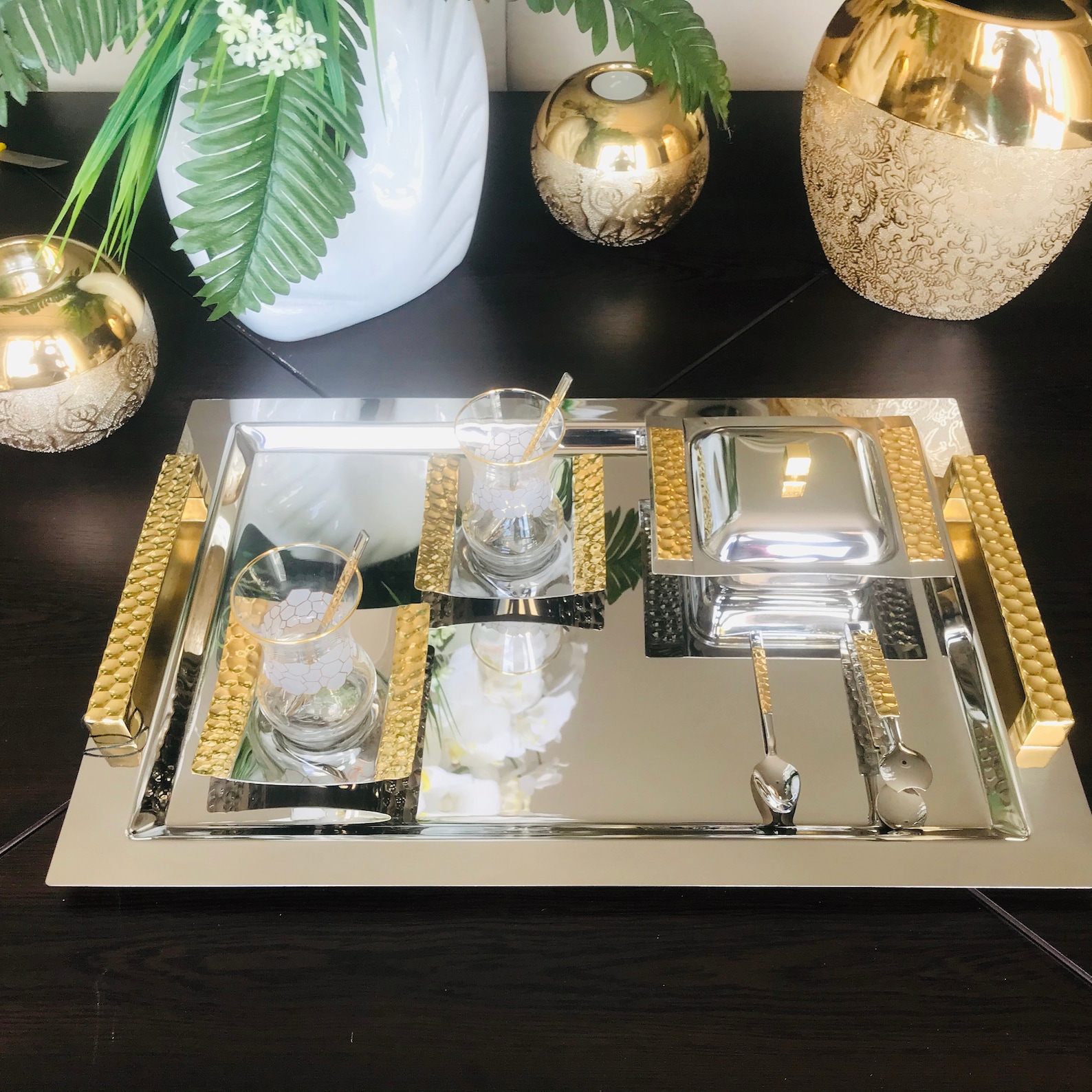 Turkish Tea Set Tea Set With Tray Glass Tea Cups Luxury Tea - Etsy