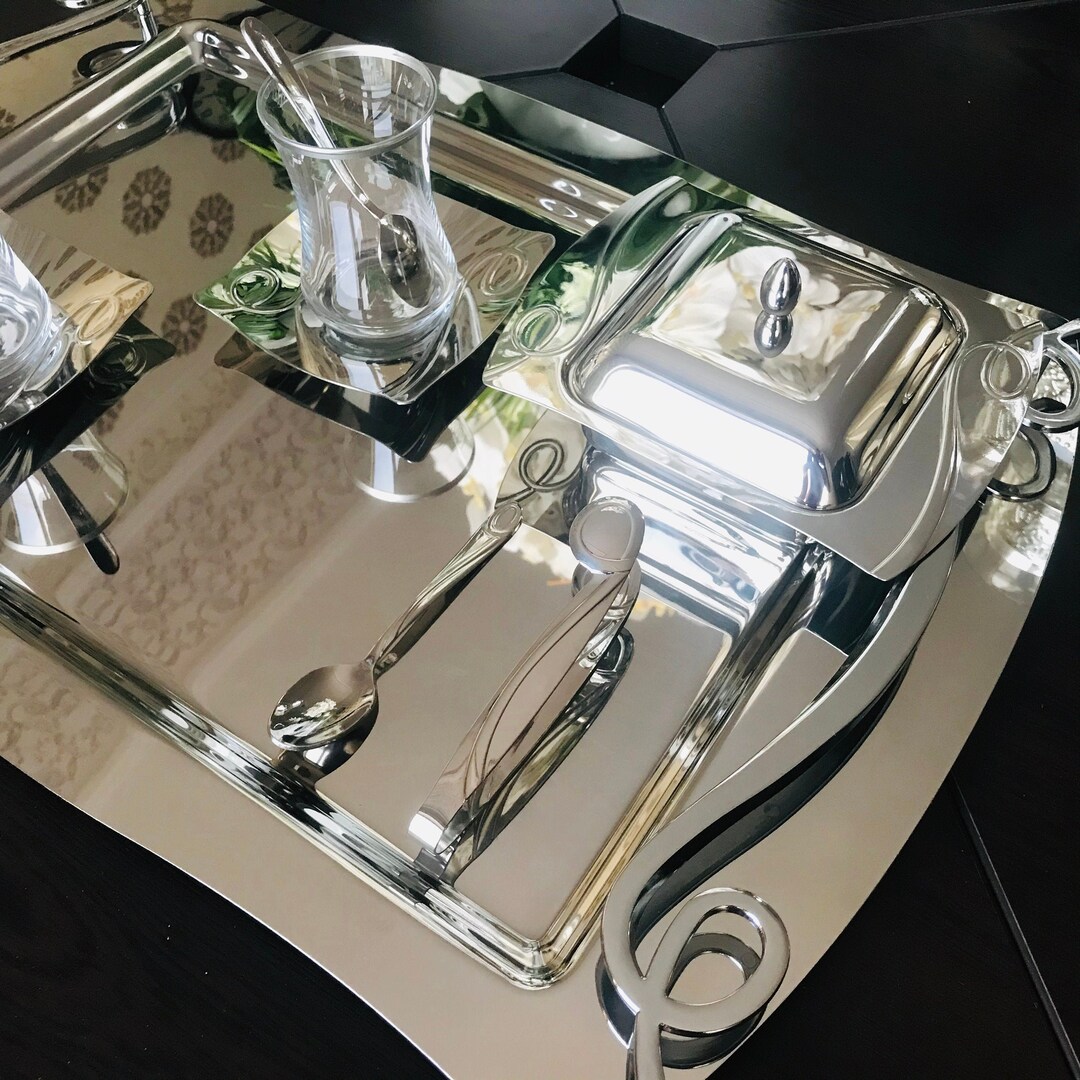 Tea Cups, Turkish Tea Set, Tea Set With Tray, Tea Service Set, Silver ...