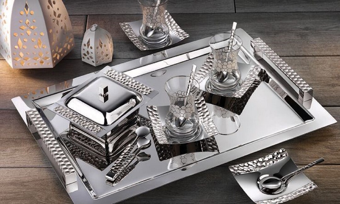 Turkish Tea Set, Tea Set With Tray, Glass Tea Cups, Luxury Tea Set, Tea ...