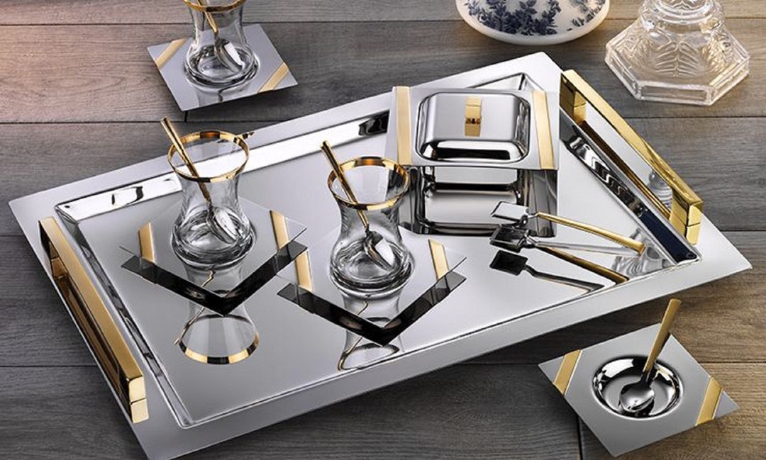 Tea Cups, Turkish Tea Set, Tea Set With Tray, Tea Service Set, Gold Tea ...