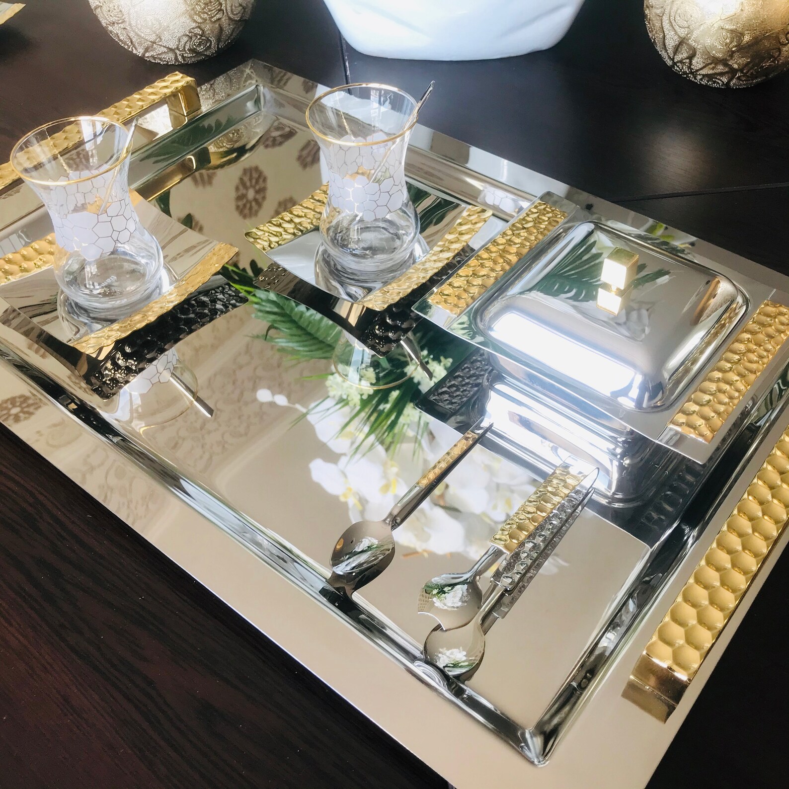 Turkish Tea Set Tea Set With Tray Glass Tea Cups Luxury Tea - Etsy