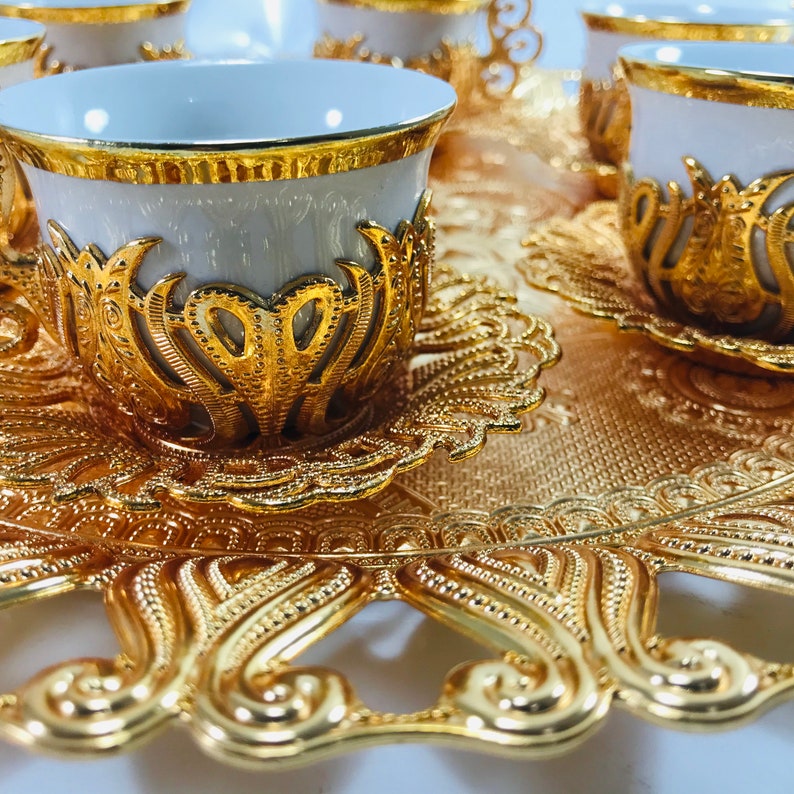 Turkish Coffee Set Gold Color Coffee Set Set of 6 Coffee | Etsy