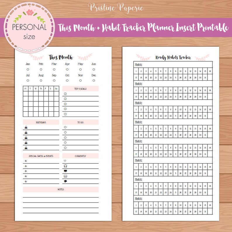 PERSONAL This Month With Habit Tracker Monthly Planner Insert - Etsy