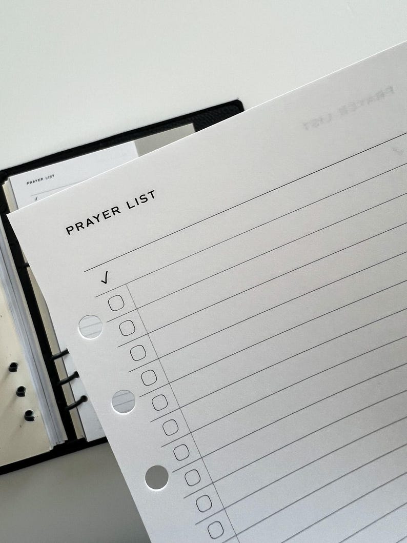 Printed A5 Slim Prayer List Christian Planner Insert Refill | Fits LV ...