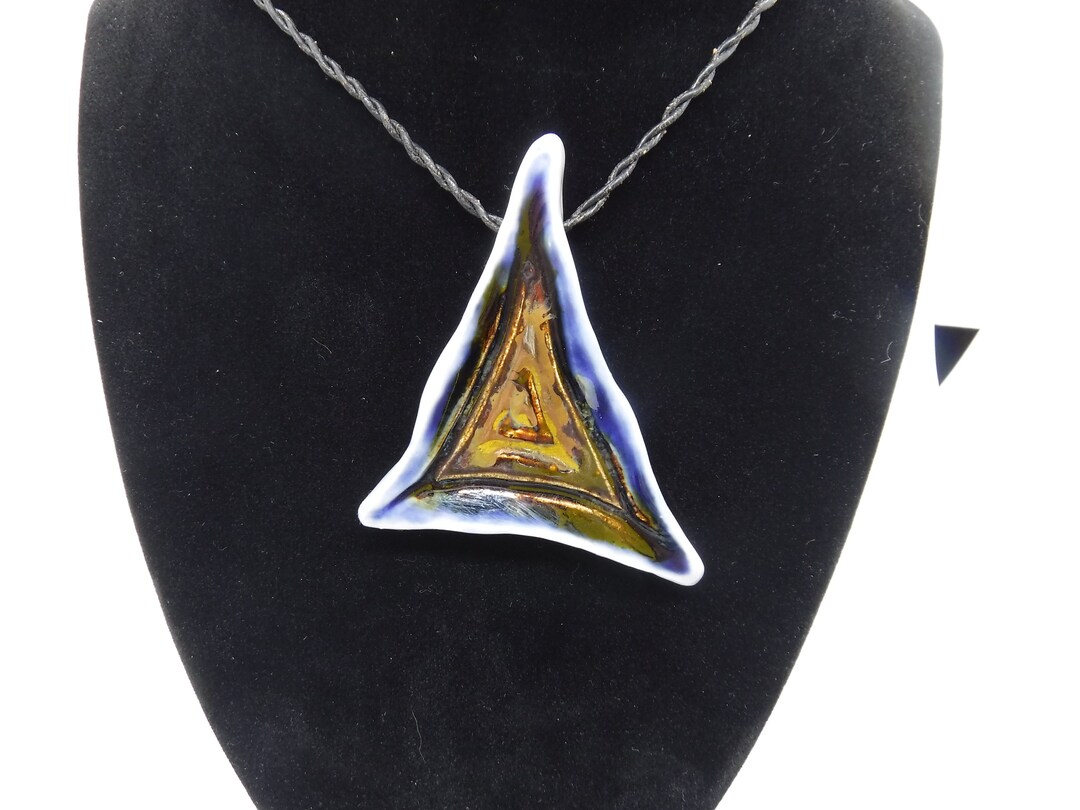 Triangle Porcelain Pendent, Handmade, One of Kind Necklace, Artistic ...