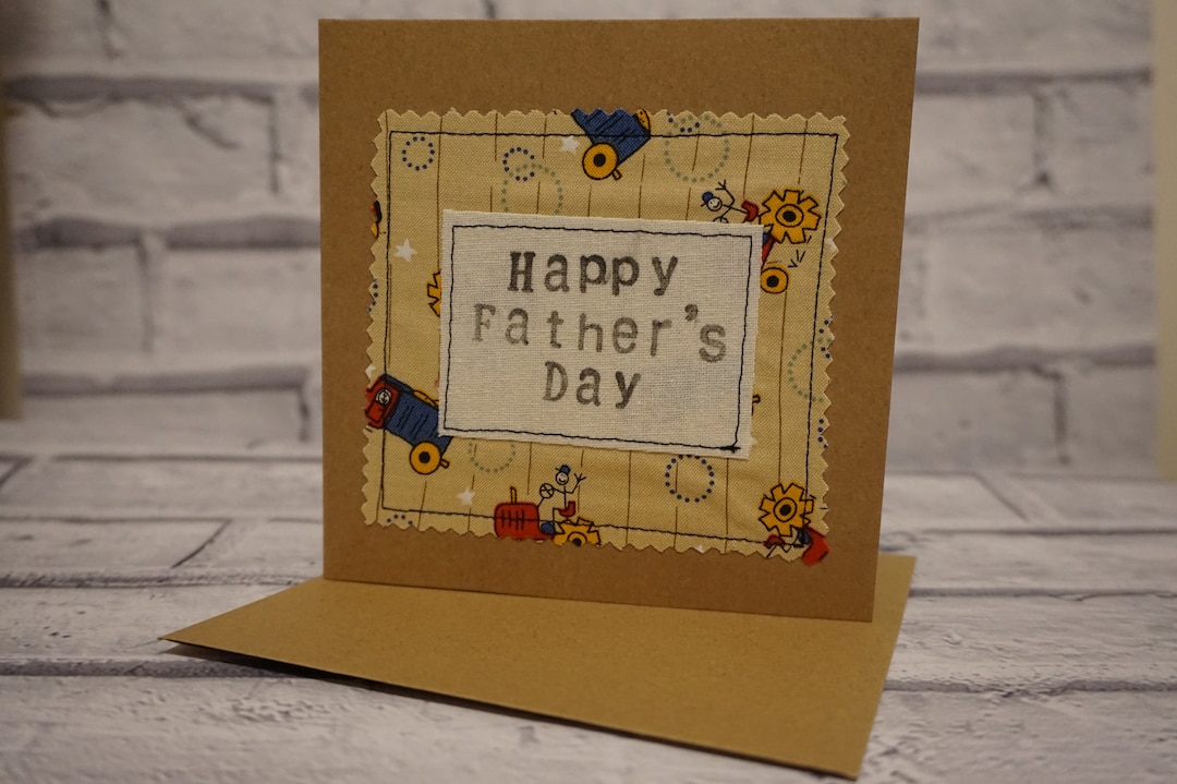 Handmade Happy Father's Day Fabric Card - Etsy