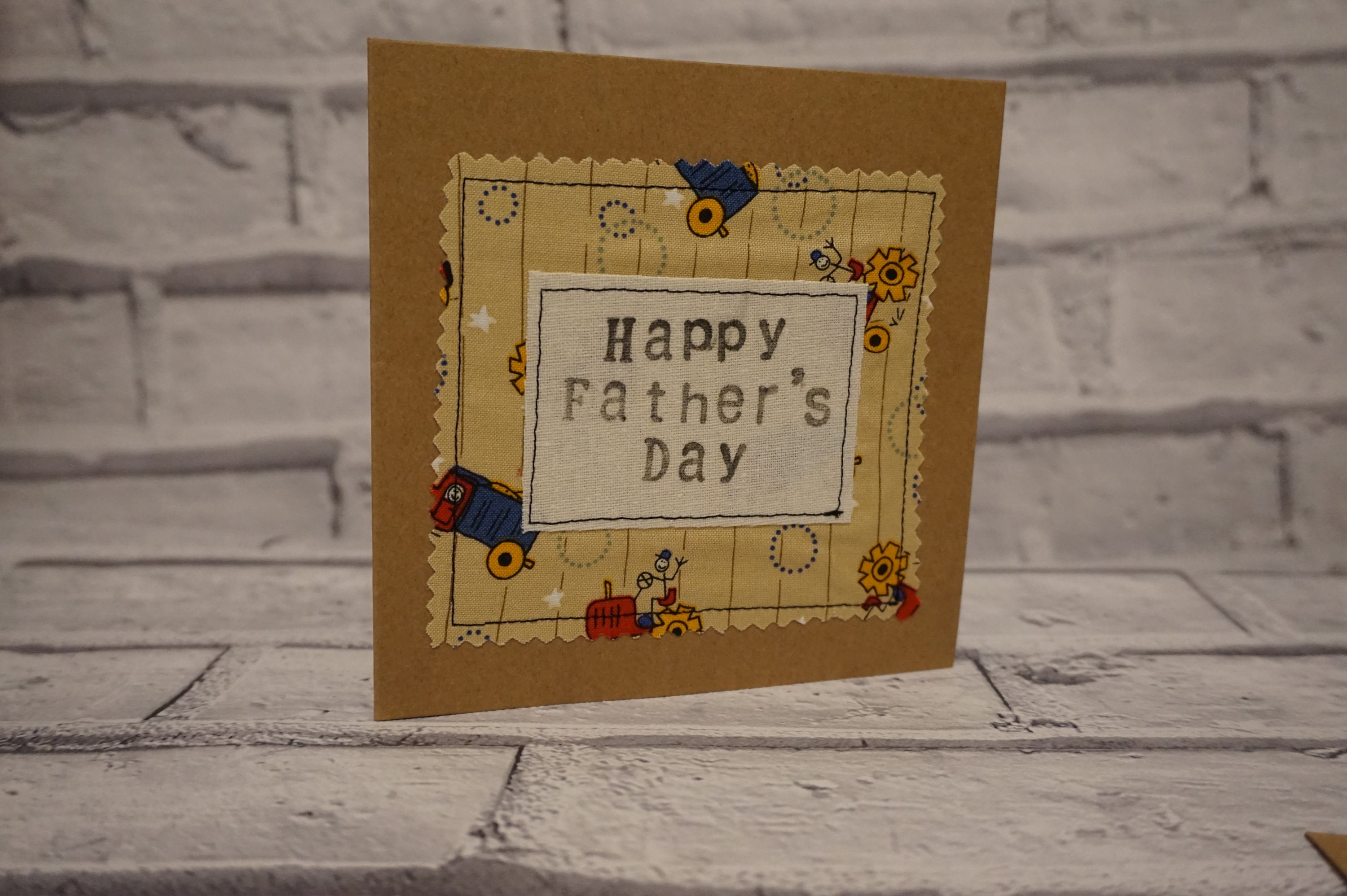 Handmade Happy Father's Day Fabric Card - Etsy