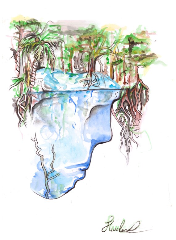 Deforestation Peice Watercolour & Ink Print | Etsy