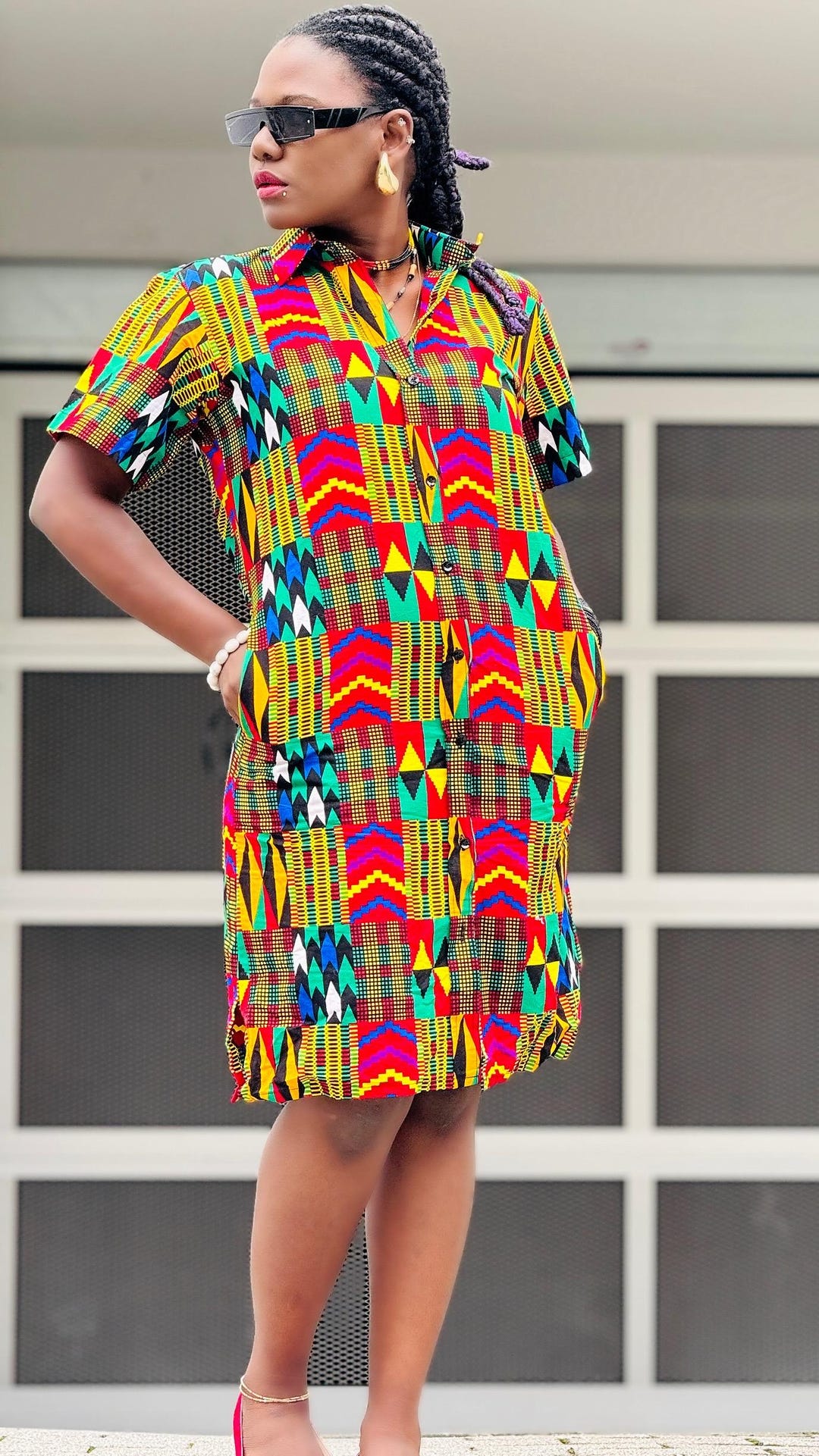 Colorful African Print Kente Button-down Shirtdress| Women’s ...