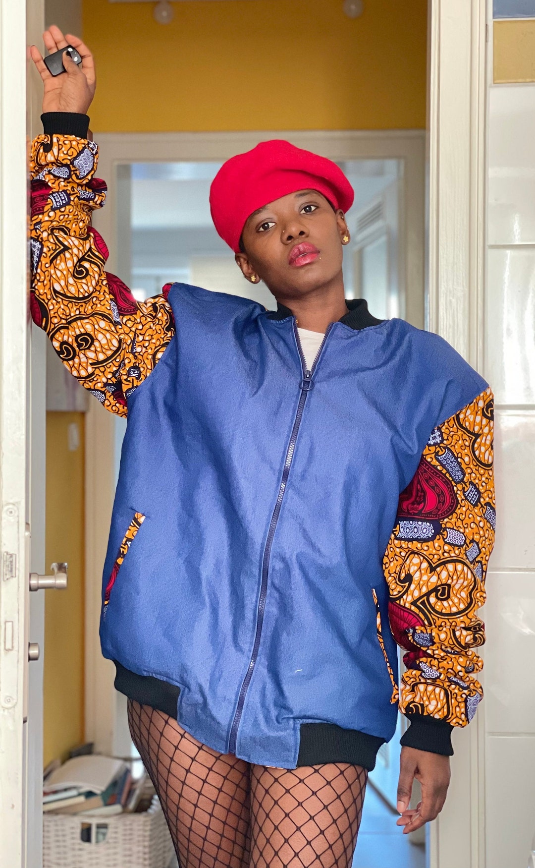 Unisex African Fabric Bomber Jacket Handmade 100% Cotton| Denim - Etsy