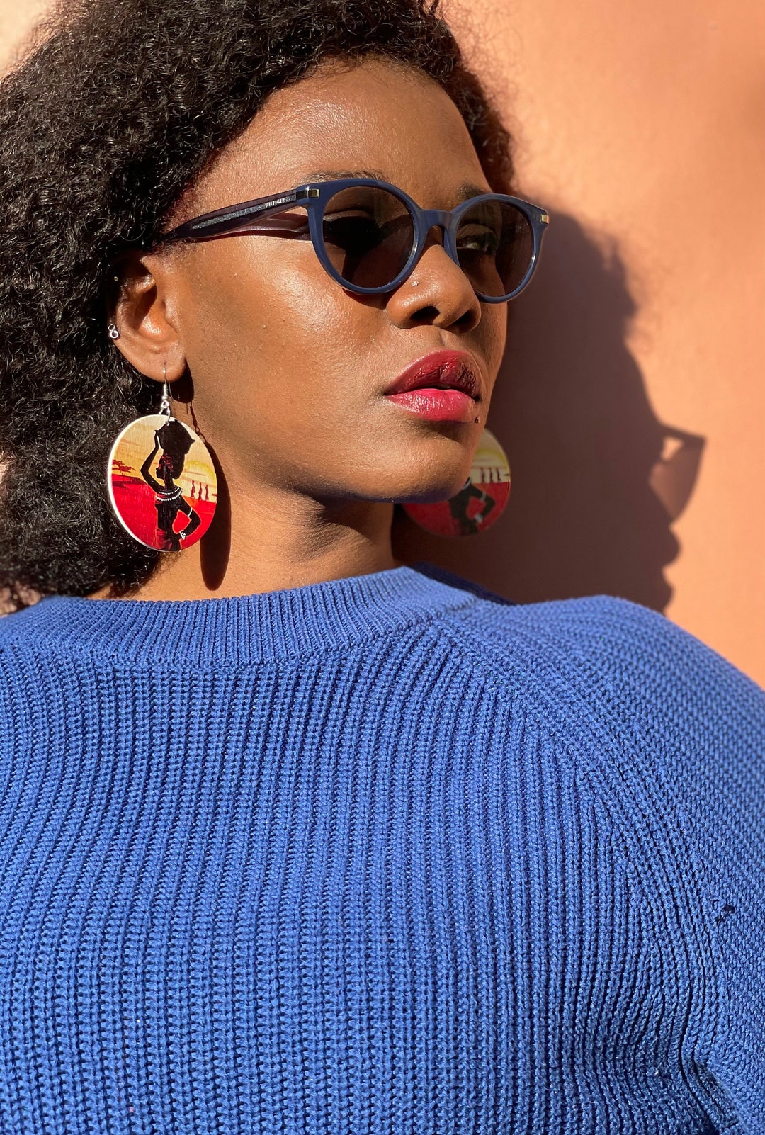 Handmade Wooden African Woman Dangler Earrings - Etsy