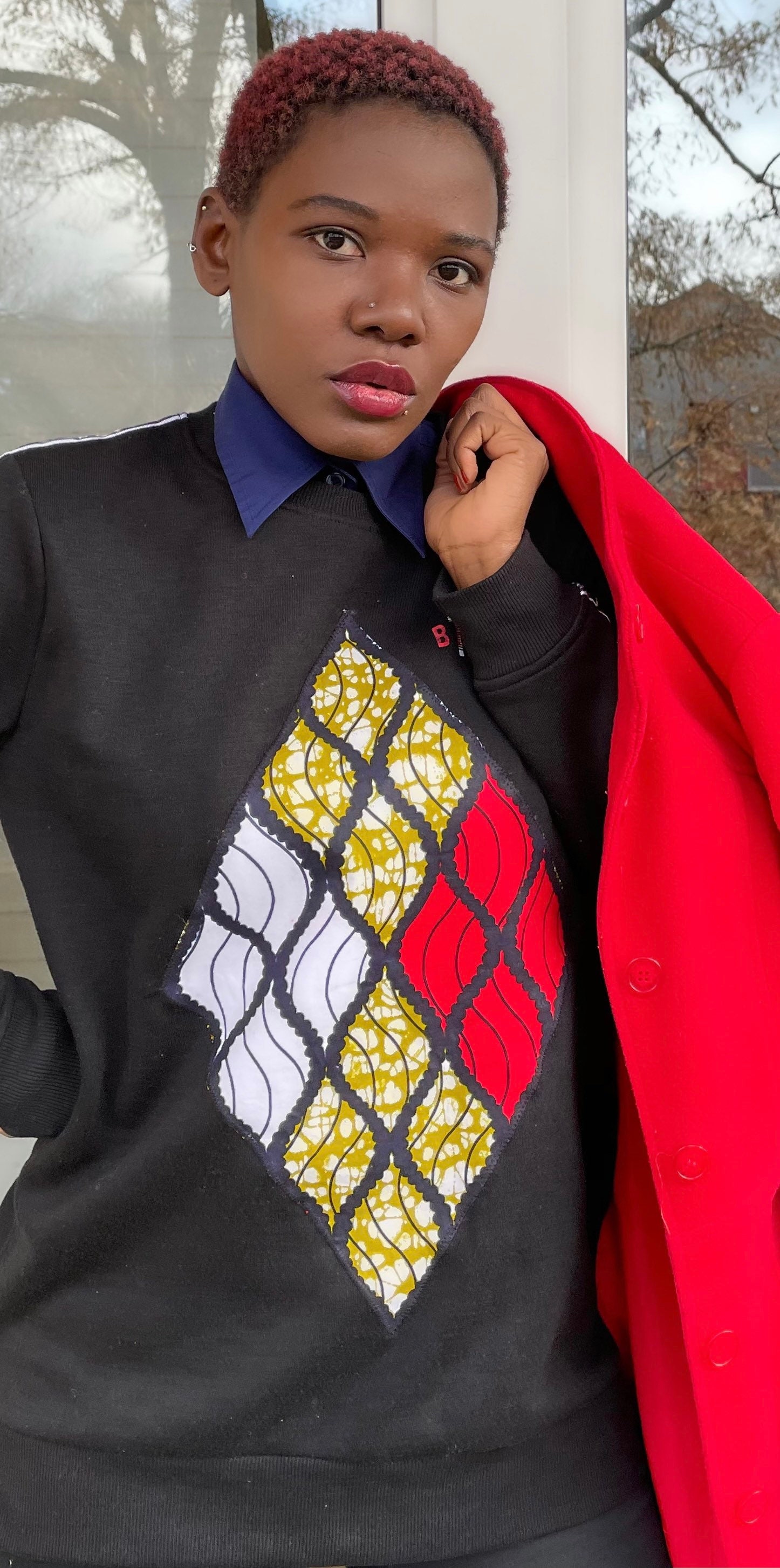 Unisex up Cycled High School Sweater 174 Embellished With a Diced ...