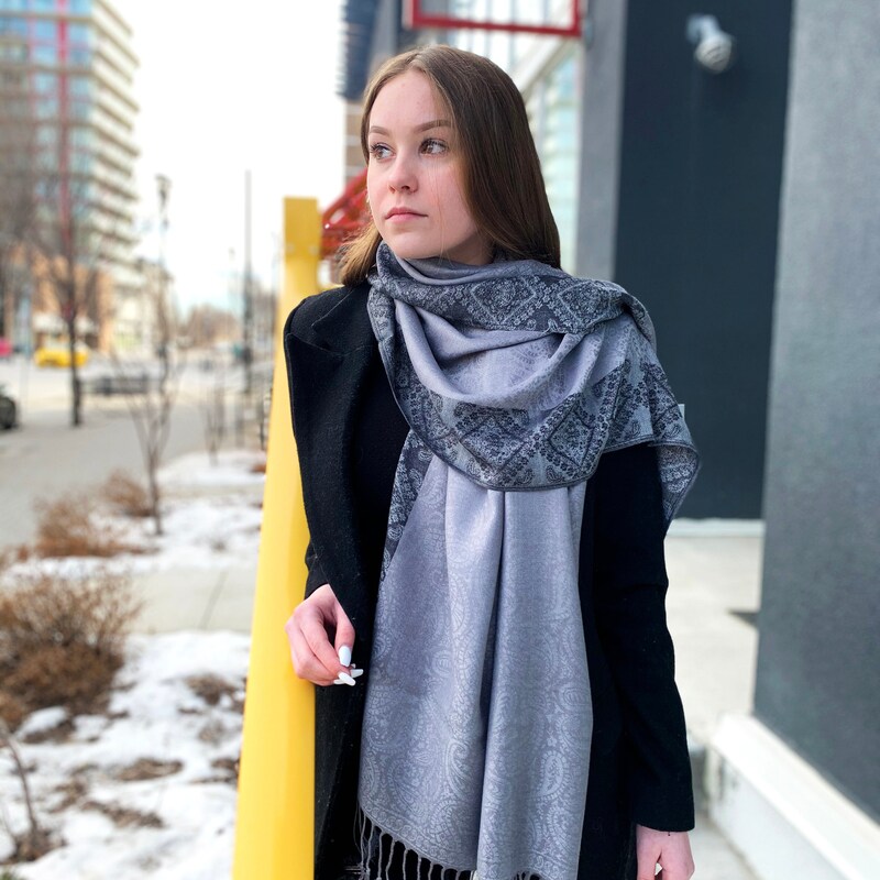 Grey Pashmina - Etsy