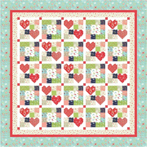 Iheart Chevrons Quilt Pattern PDF Valentine 5 Sizes Heart - Etsy