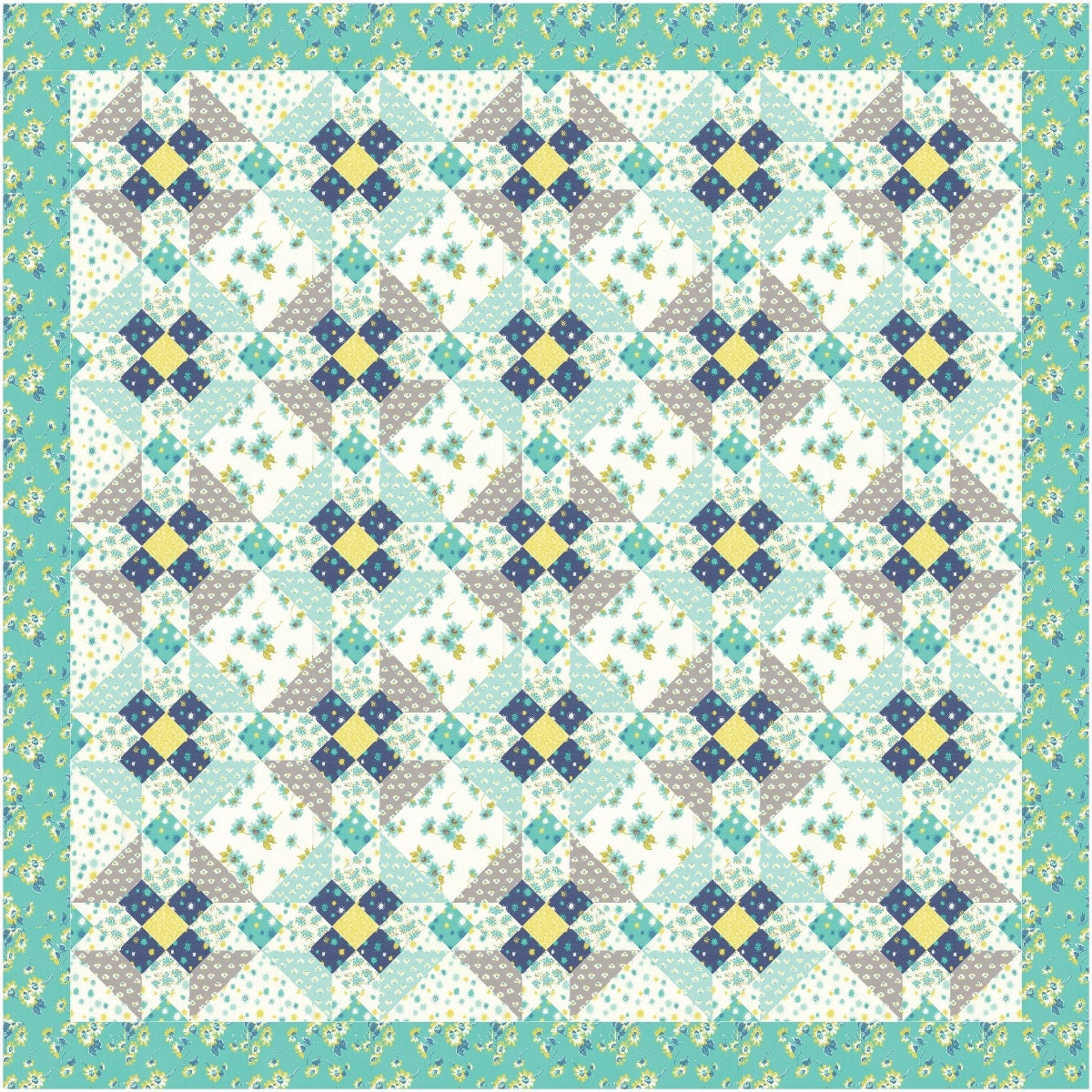 Forget Me Not Quilt Pattern Brightly Quilt Kit Forget Me Not Fabric