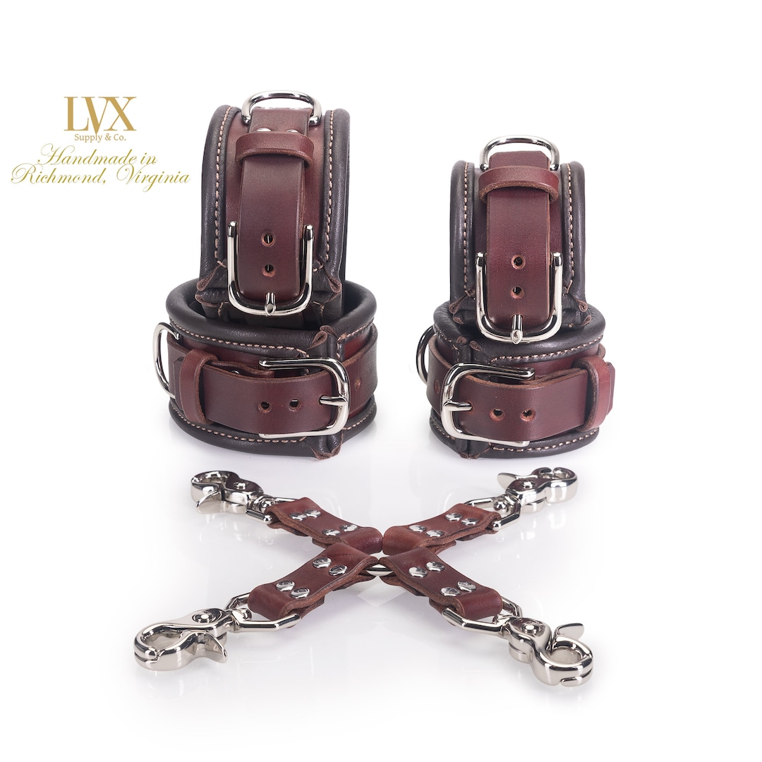 Heavy Duty BDSM Hog Tie Set of Cuffs | Padded Leather Bondage Bdsm ...