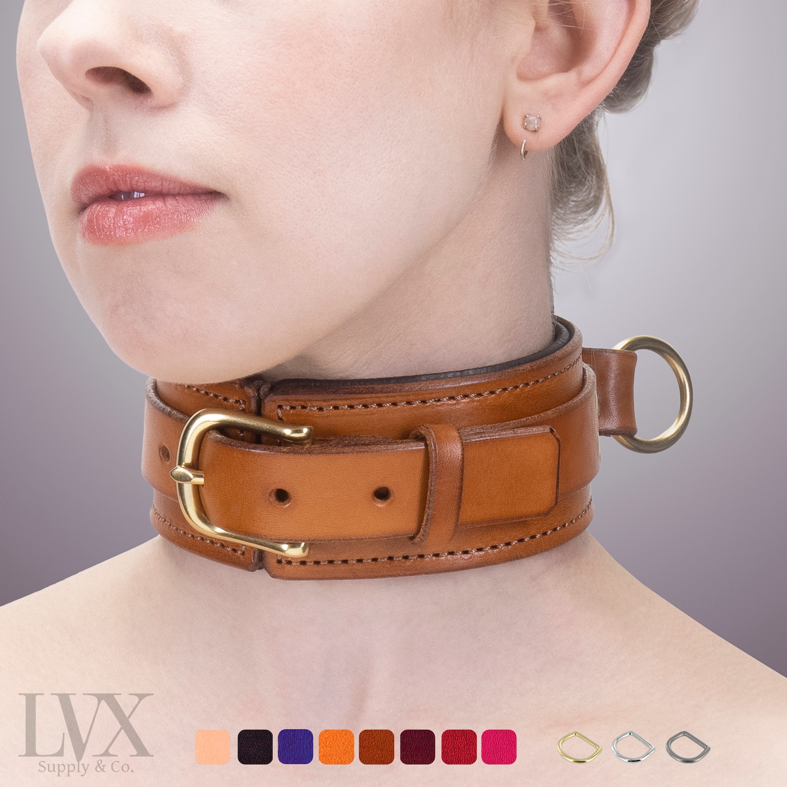 Bdsm Choke Collar With Leash Padded Leather Bondage Collar Etsy