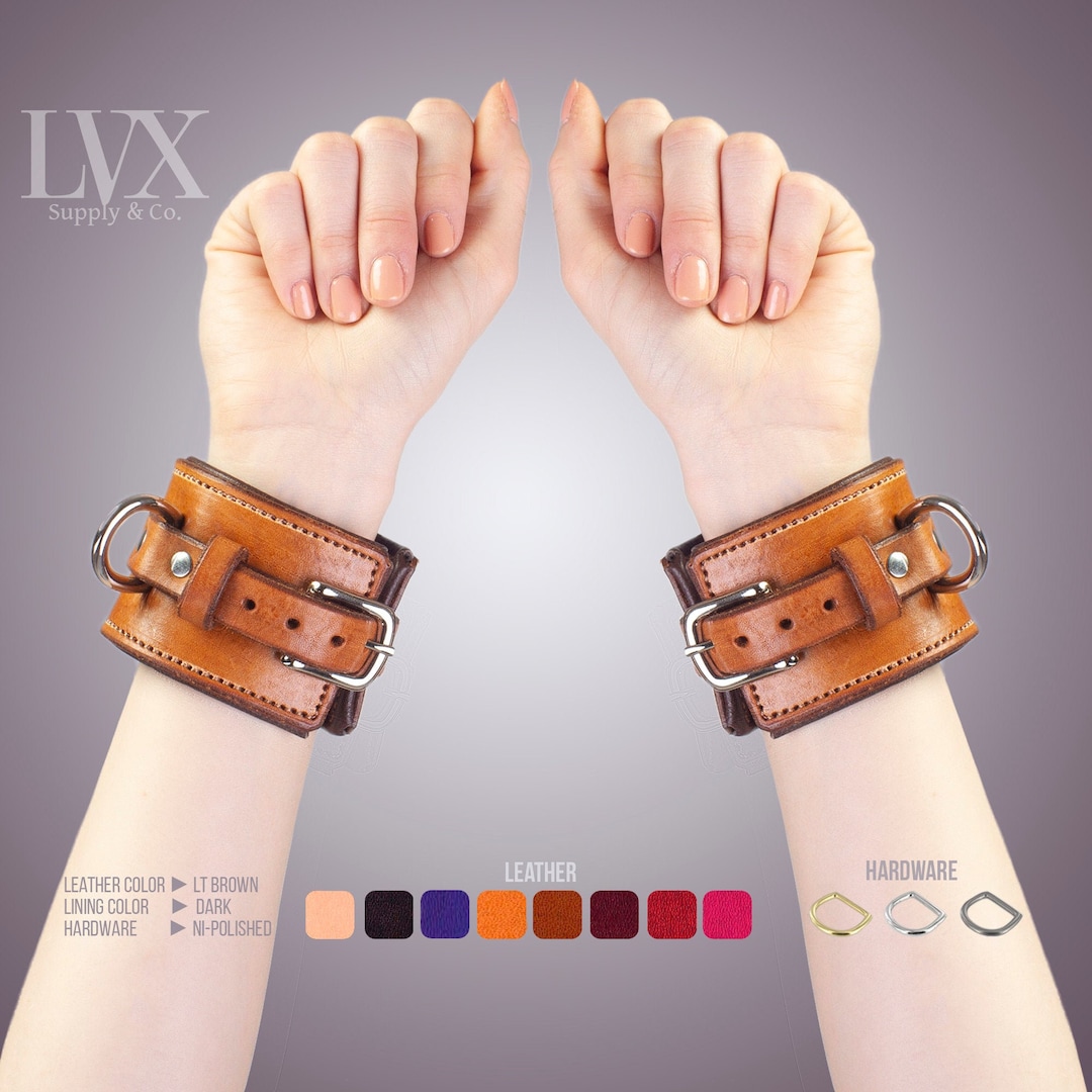 BDSM Cuffs | Padded Leather Bondage Restraints | Handcuffs for Ddlg ...