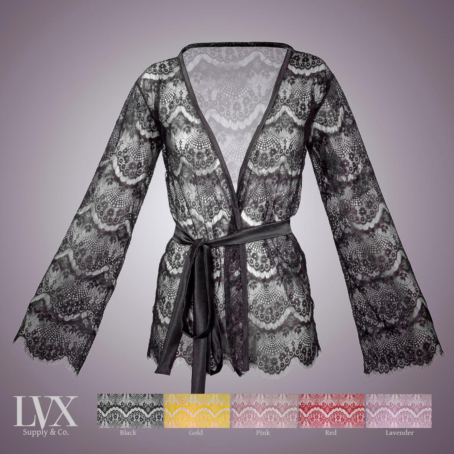 Sheer Lace Robe Long Sleeve Floral Kimono See Through Mesh - Etsy