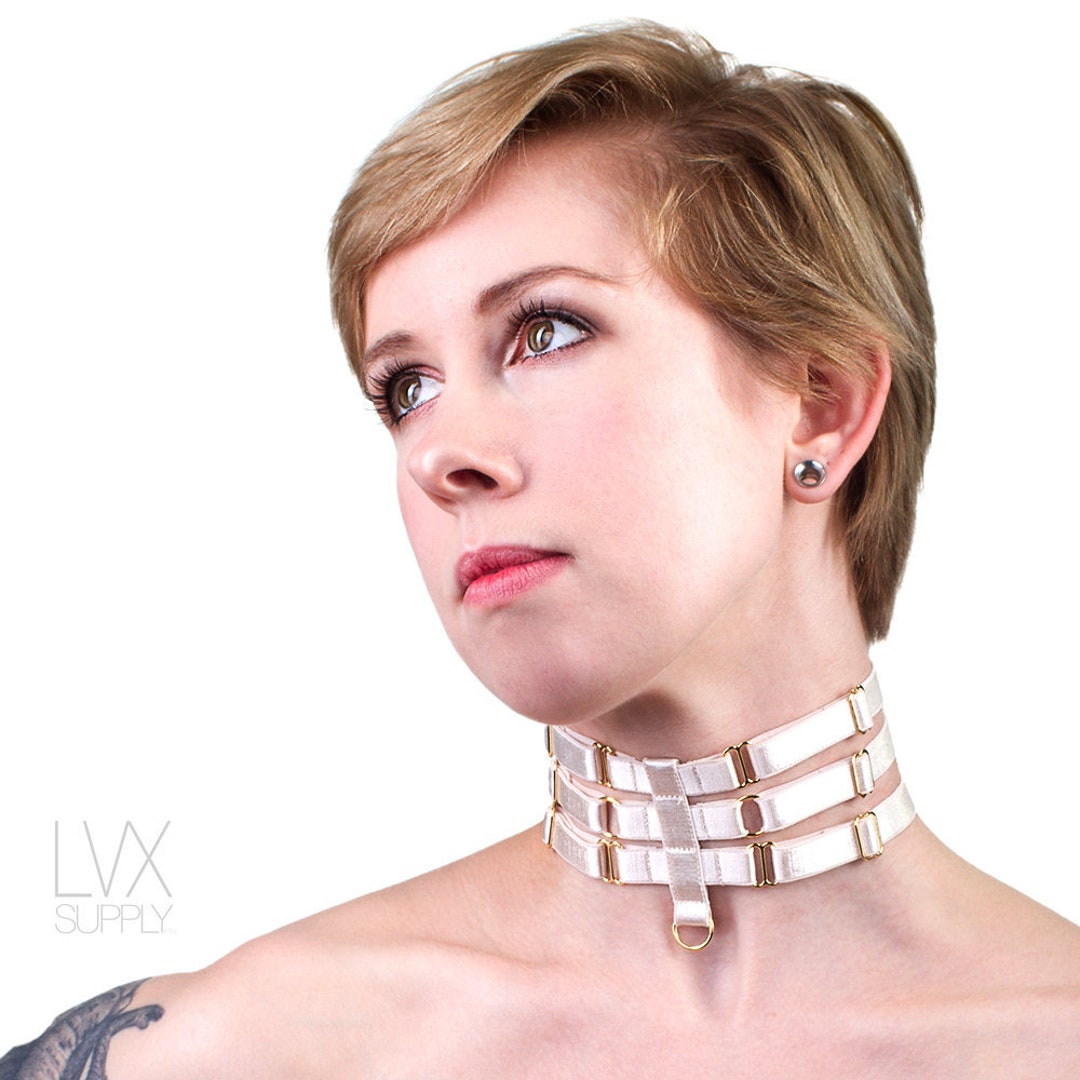 Choker Necklace | Satin Lingerie Cage Necklace | BDSM Collar for Ddlg ...