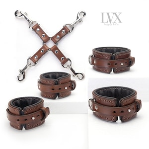 Slim Quick Release BDSM Hogtie Set | Padded Leather Bondage BDSM Cuffs ...