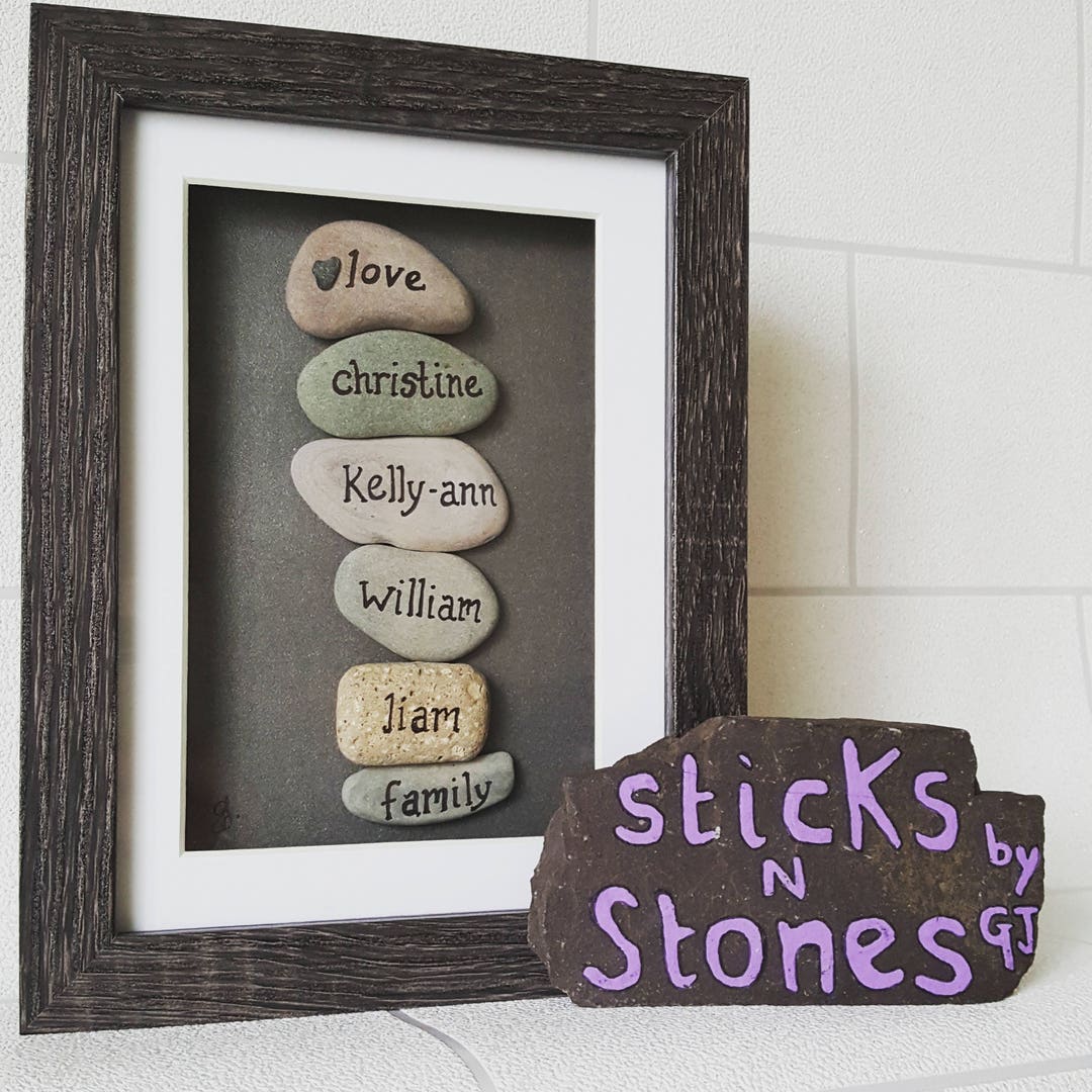 Pebble Art Picture 'family' Stacked Pebbles With Names - Ideal for ...