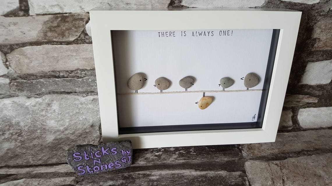 Framed Pebble Art Picture Birds There is Always One' - Etsy